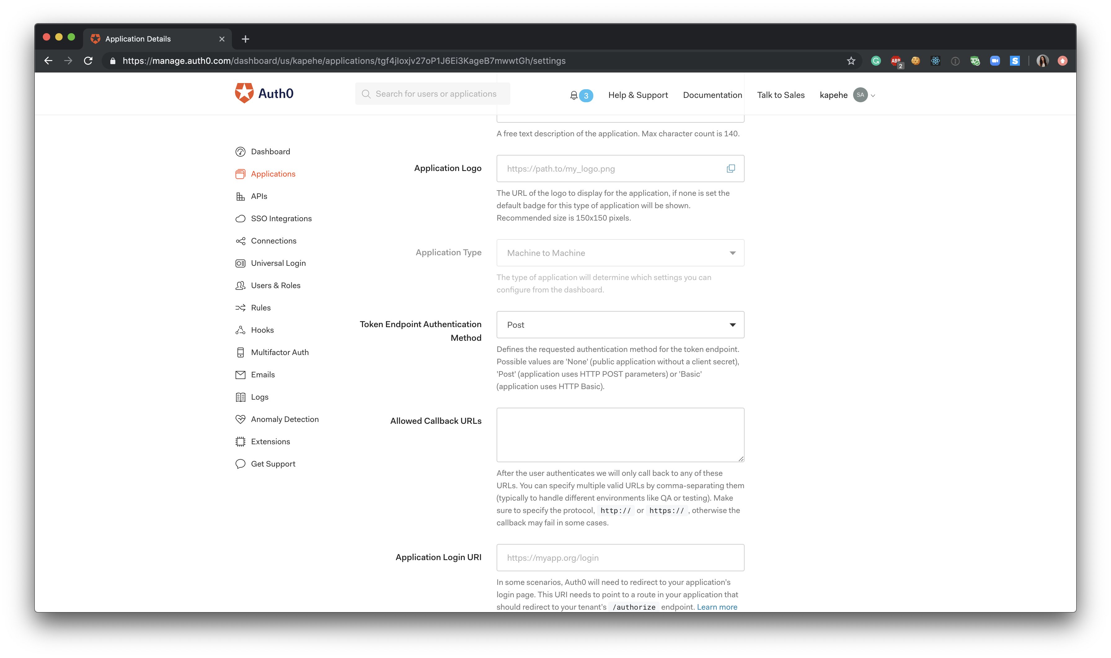 Overview of Auth0's Management API v2 to update client settings