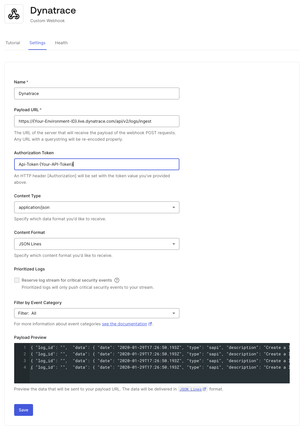Custom Webhook creation